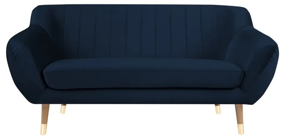 Tmavě modrá sametová pohovka Mazzini Sofas Benito, 158 cm