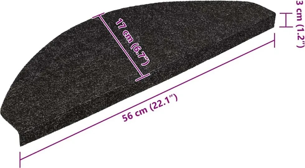 vidaXL Samolepicí nášlapy na schody 15 ks 56x17x3 cm [136390] Barva: Šedá