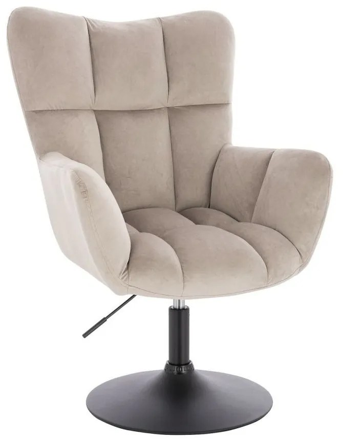 LuxuryForm DESIGN Otočné křeslo AURORA VELUR na černém talíři - latte