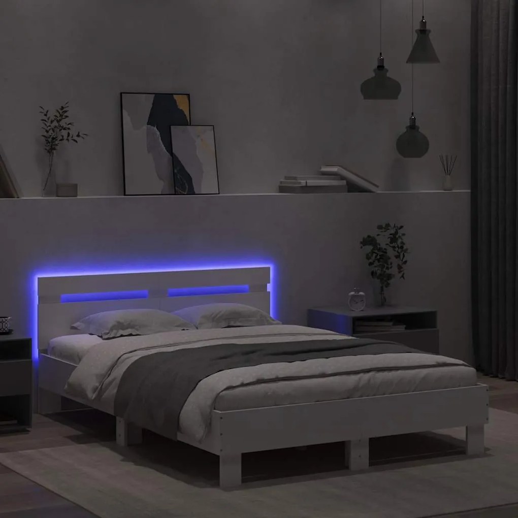 Rám postele s čelem a LED osvětlením bílý 135 x 190 cm 3207567