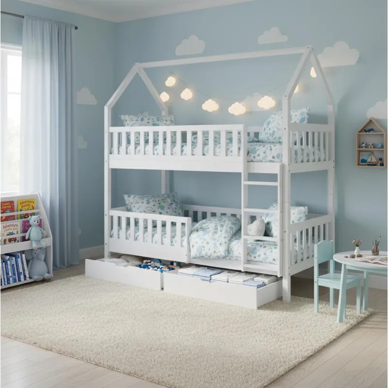 Montessori patrová postel 90x200, bílá, VENITA TYP 2 Kondela 0000396841