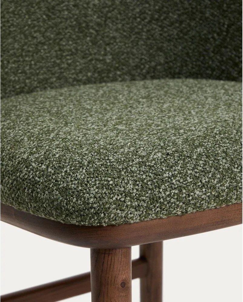 Tmavě zelená čalouněná barová židle (výška sedáku 75 cm) Ciselia – Kave Home