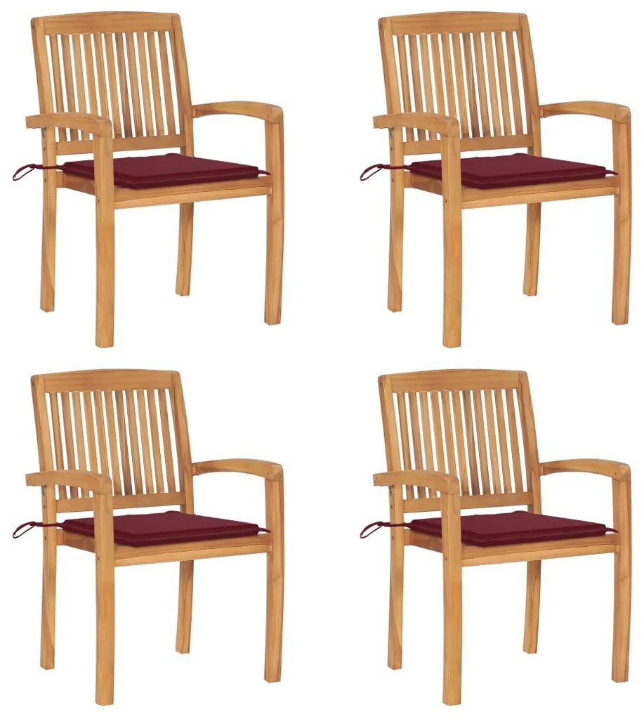 Stohovací zahradní židle s poduškami 4 ks masivní teak 3073219