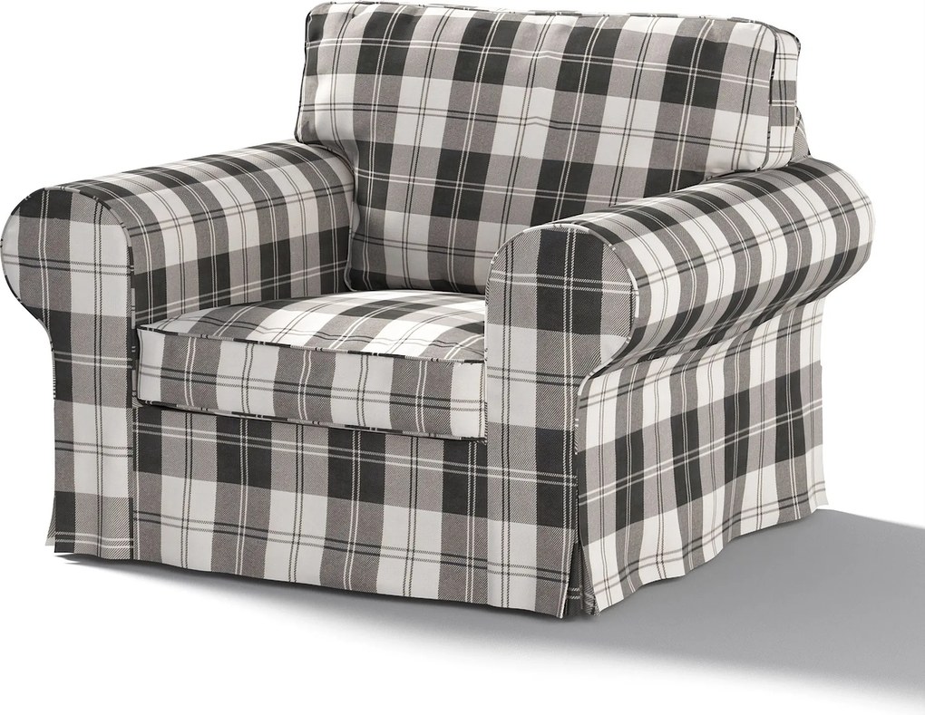 Potah na křeslo IKEA Ektorp barva černá látka pletený vzor, vzorované