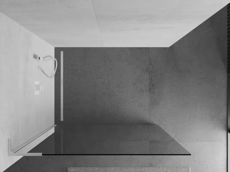 Mexen Kioto L, sprchová zástěna Walk-In 80 x 200 cm, 8mm čiré sklo, bílý profil, 800-080-103-20-00