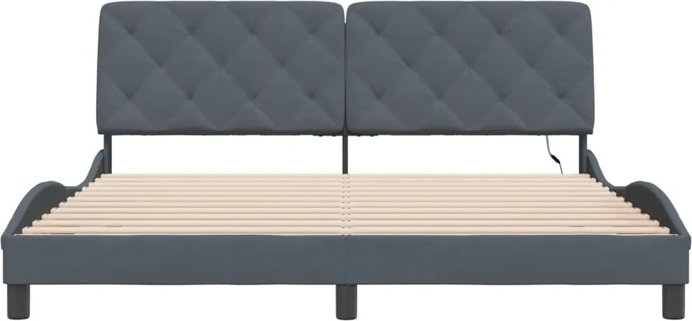 Rám postele s LED bez matrace tmavě šedý 180 x 200 cm samet 3213868