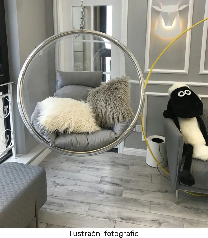Závěsné křeslo, transparentní/zlatá/šedá, BUBBLE NEW TYP 1