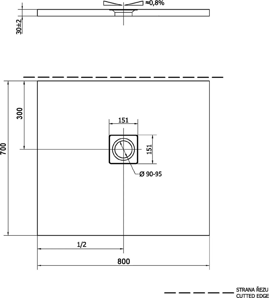Polysan FLEXIA 80 x 70 x 3 cm 11241 sprchová vanička s možností úpravy rozměru