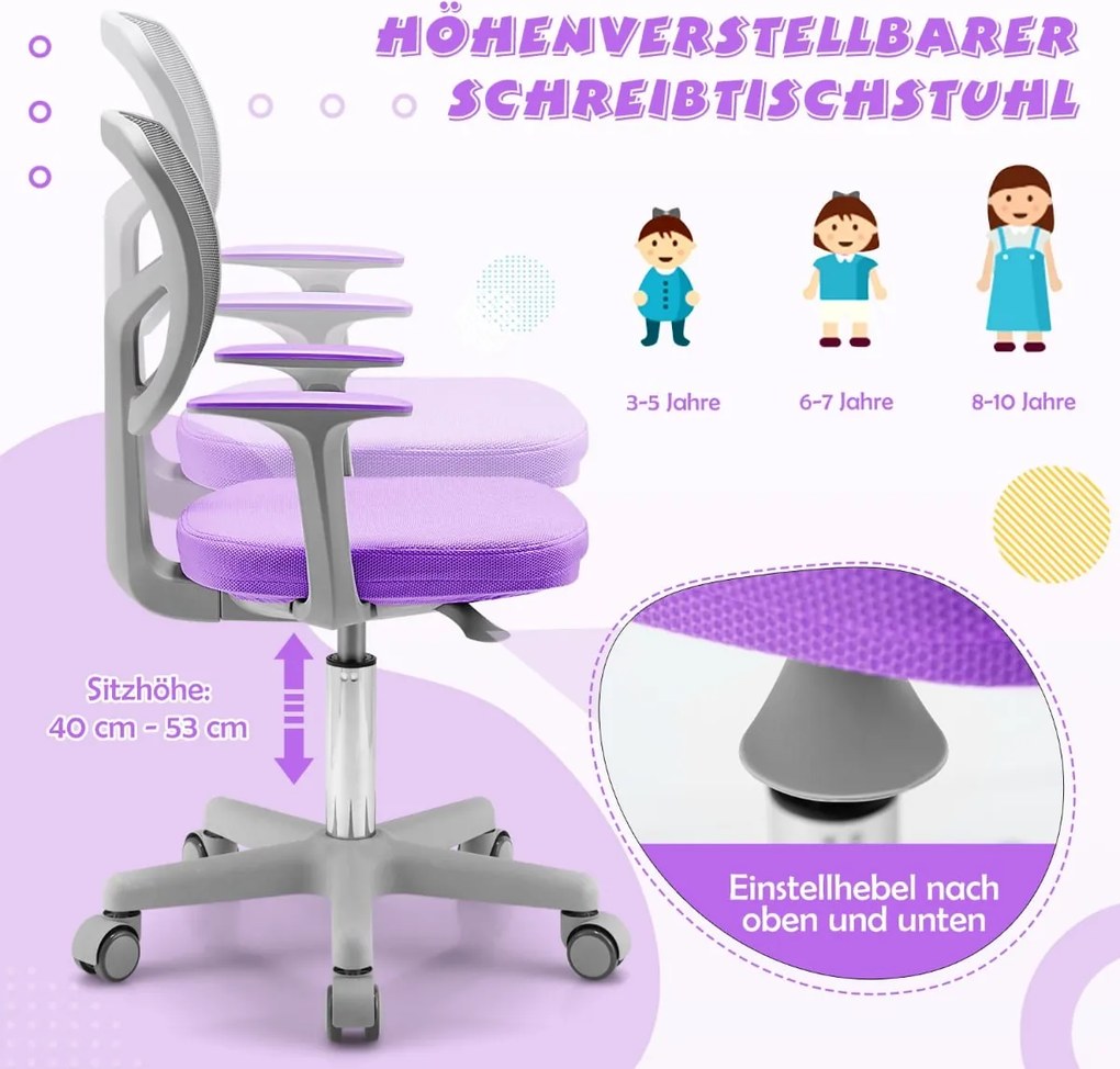 Costway Dětská židle k psacímu stolu otočná o 360° 80-91,5 cm výška nastavitelná