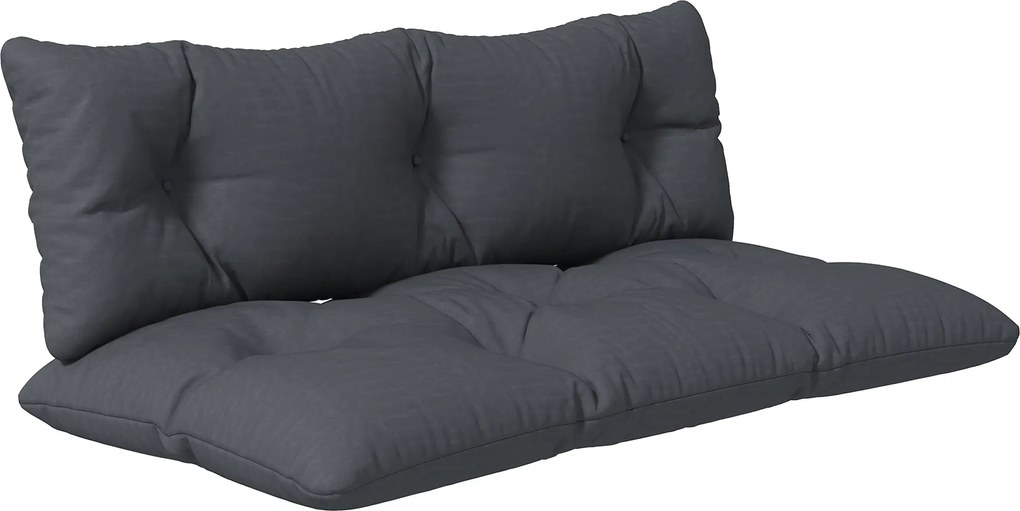 Outsunny Paletový Polštář pro Dvě Osoby 120cm x 60cm x 15cm s UV Ochrannou, Voděodolný Zahradní Polštář pro Lavici, Tmavě Šedý | Aosom