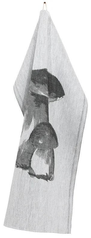 Lněná utěrka Tatti 46x70, šedo-černá