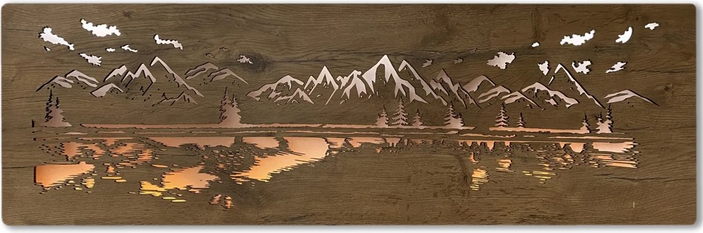 Li-Go "Jezero" světelný obraz s baterií 120x40cm varianta ovládání: manuál/pohybové čidlo, provedení povrchu: bříza