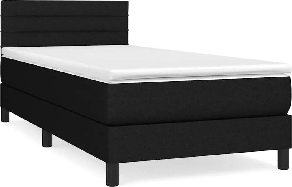 Box spring postel s matrací černá 90x200 cm textil 3140107