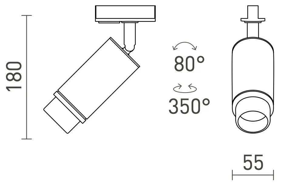 Rendl R13781 stropní svítidlo OPTIMUS pro jednookruhovou lištu, bílé, 230V, GU10, 10-50°, 18cm