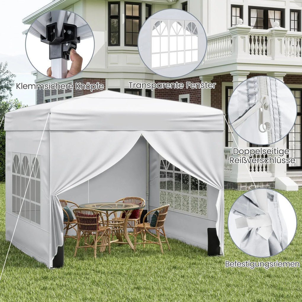 Costway Pavilon Výsuvný skládací altán s 4 Odnímatelné boční stěny 3 oddíl