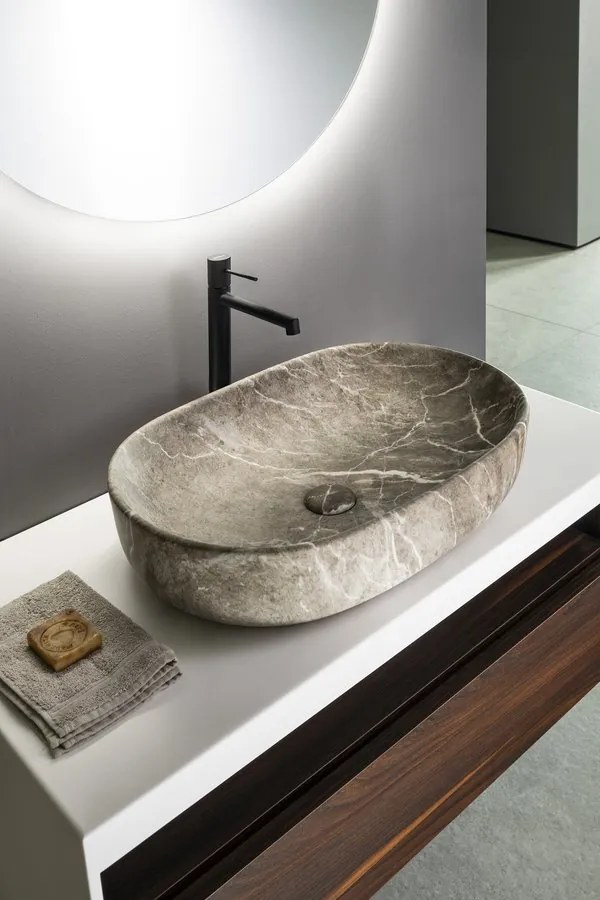 Sapho Sapho, CALEO keramické umyvadlo na desku 60x42cm, breccia marmor, CA590BM