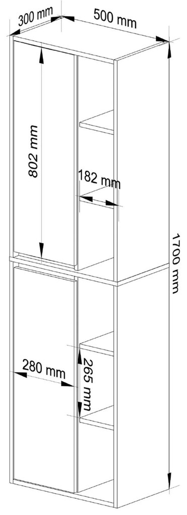 Závěsná koupelnová skříňka VAMI 50 cm - výběr z 6 provedení