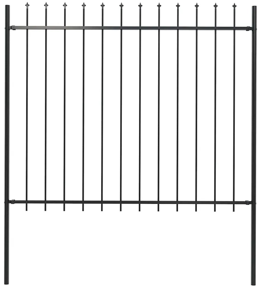 vidaXL Marketos Zahradní plot Woerden s kopím nahoře ocelový 181 x 150 cm černý