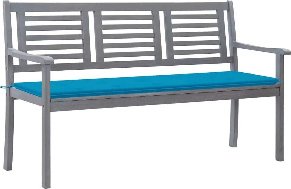 vidaXL 3místná zahradní lavice s poduškou 150 cm eukalyptus [3061060] Barva: Černá