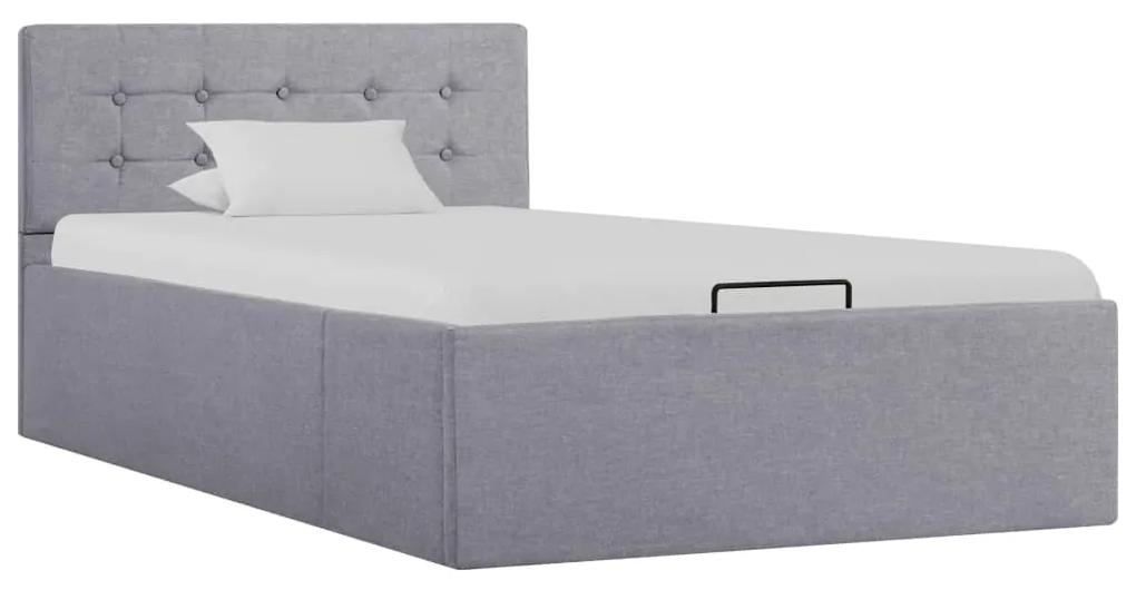 285577 vidaXL Rám postele s úložným prostorem světle šedý textil 100 x 200 cm