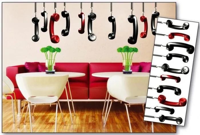 ST2 012 Samolepicí dekorace na zeď - Telefonní sluchátka | 65 x 165 cm | červená, černá