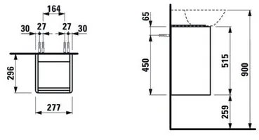 Laufen Base Skříňka pod umyvadlo 27,7 cm, závěsy vlevo, bílá matná H4030131102601