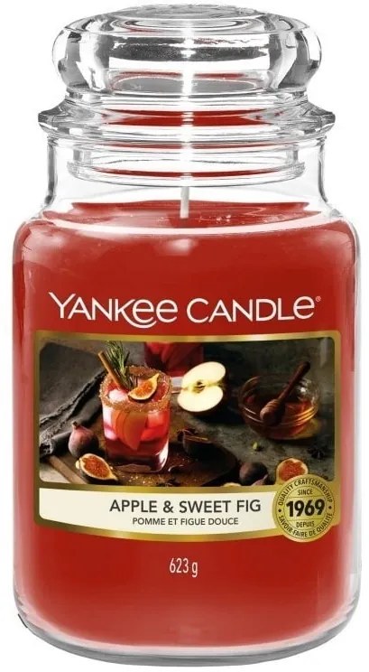 Yankee Candle Svíčka Yankee Candle 623 g - Apple & Sweet Fig, červená barva, sklo, vosk