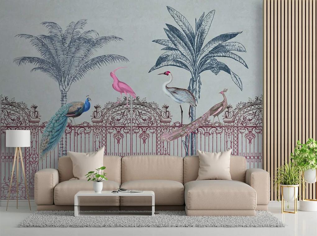 Gario Fototapeta Ptáci u růžové brány - Andrea Haase Materiál: Vliesová, Rozměry: 200 x 140 cm
