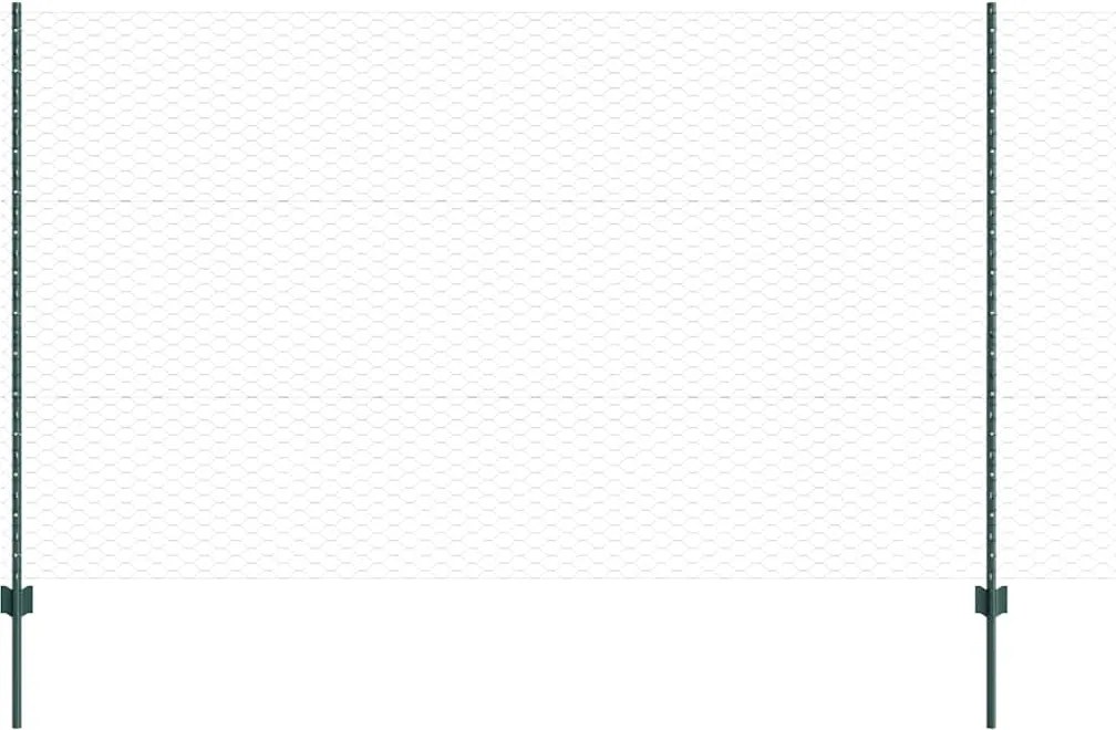 Hexagonální plot s podpěrou 10 x 1,4 m Ocel potažená PVC Zelená 3336690