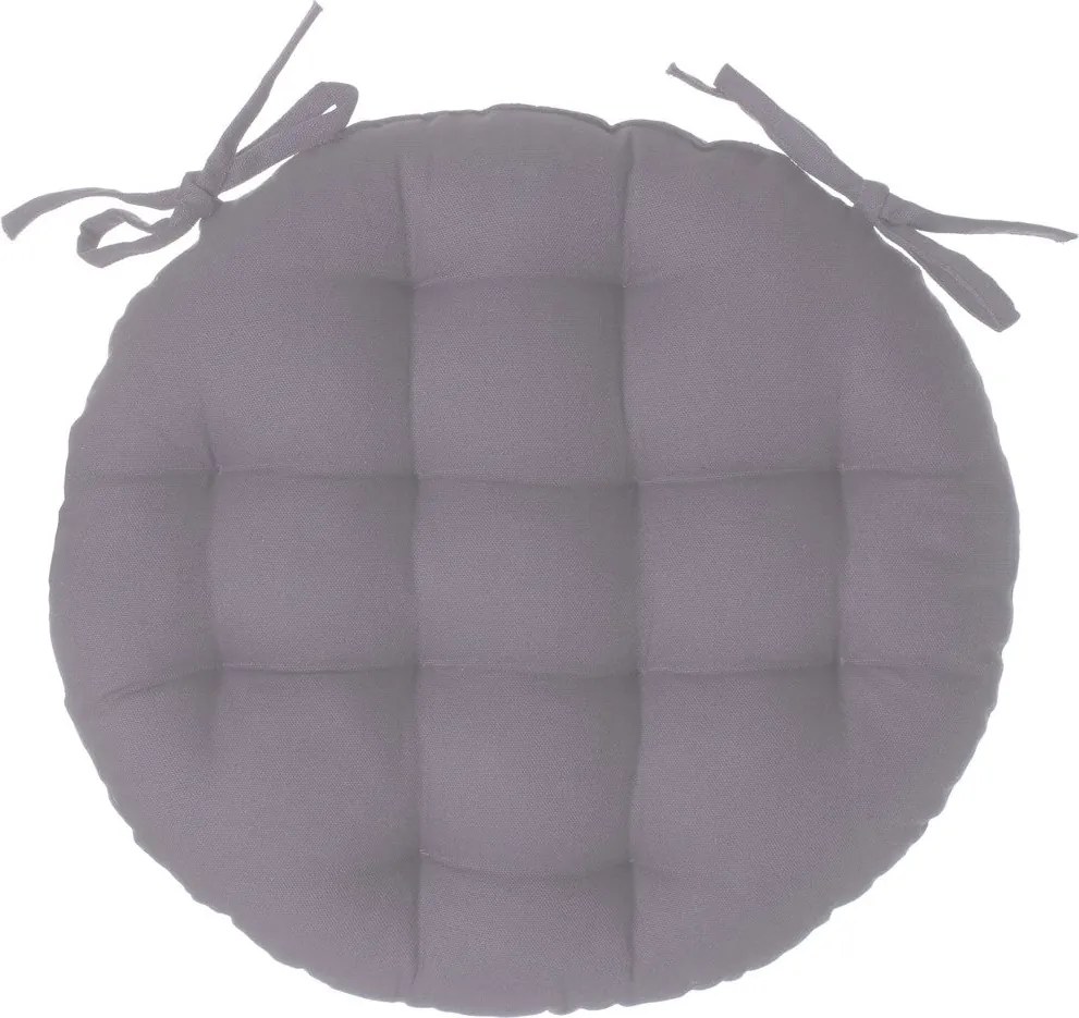 Polštář na židli s vazbou, kulatý, barva šedá