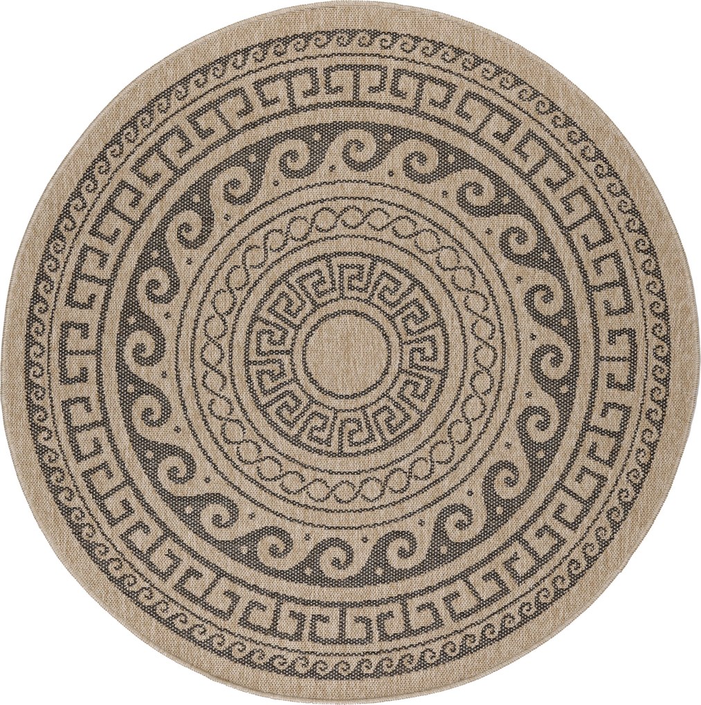 Ayyildiz, Kusový koberec Comilla 887 Black kruh, 80x80 (průměr) kruh, hnědá, chodba / předsíň