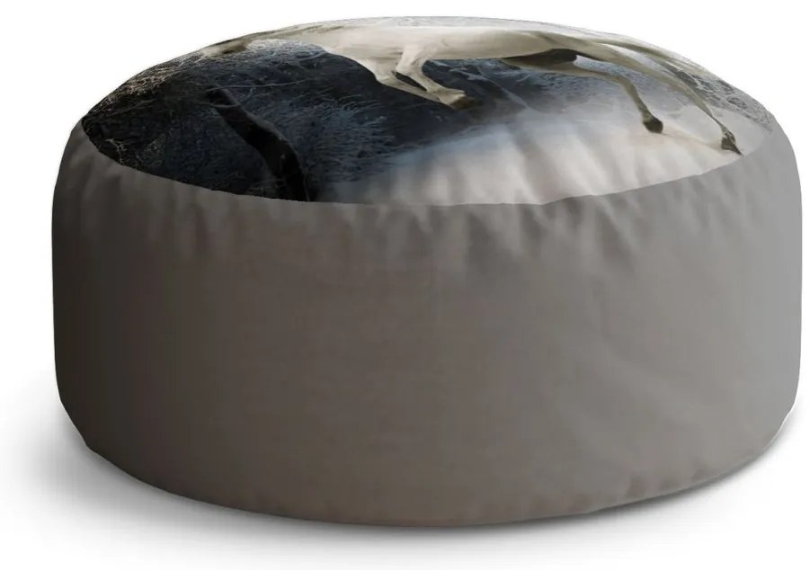 Taburet Circle bílý kůň, šedá