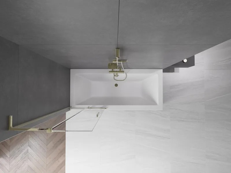 Mexen Velar L, 2-křídlová posuvná vanová zástěna 75 x 150 cm, 8mm čiré sklo, zlatý lesklý profil, 896-075-003-01-50