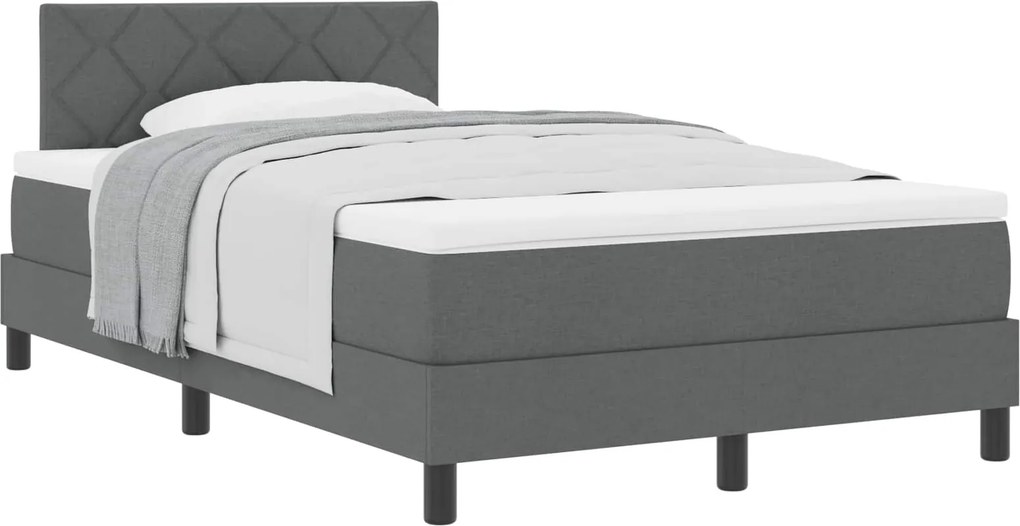 Postel s boxspringem s čelo Tmavě šedá 120 x 190 cm textil 3338749