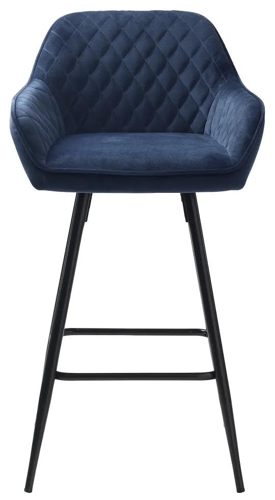 Designová barová židle Dana modrý samet