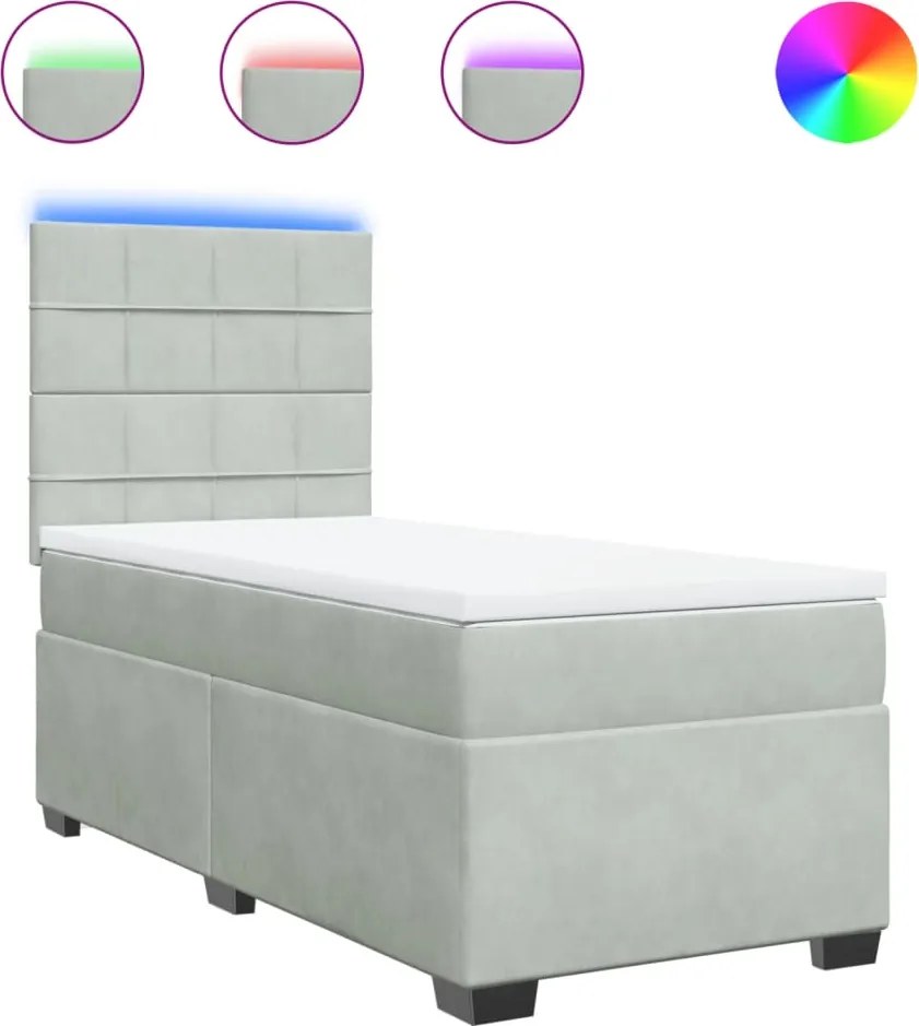 Box spring postel s matrací světle šedá 90x200 cm samet 3293110