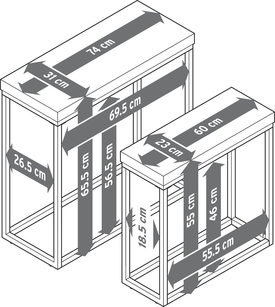 Tchibo - Zahradní konzolové stolky s polycementovými deskami - barva: černá