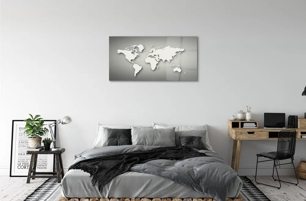 Obraz na skle Šedé pozadí White mapa 125x50 cm