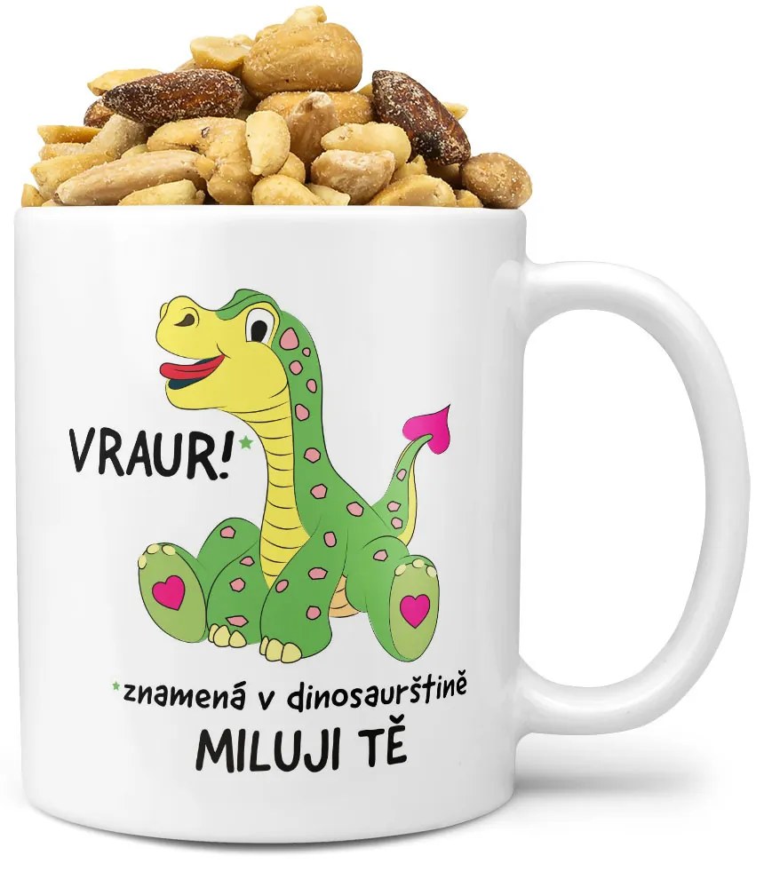 Hrnek Vraur = miluji tě (Náplň hrníčku: Směs slaných oříšků)