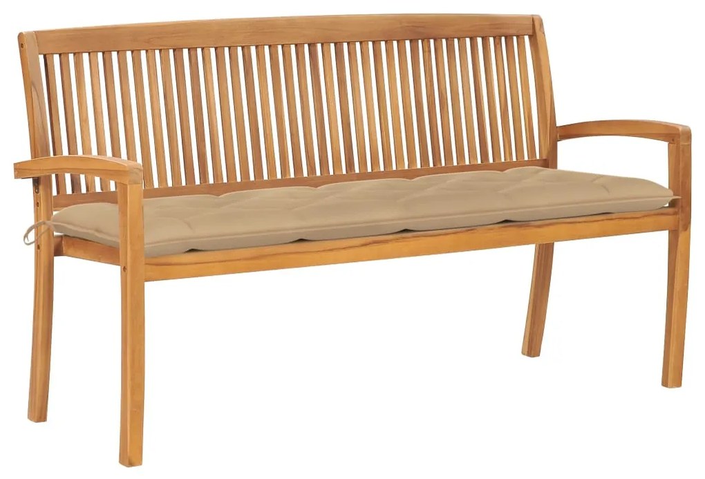 Stohovatelná zahradní lavice s poduškou 159 cm masivní teak 3063324