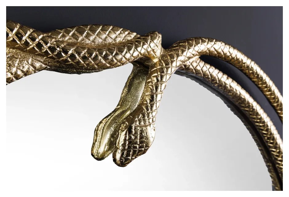Massive home | Nástěnné zrcadlo SNAKE XL 85cm zlaté s ozdobným prvkem ve tvaru hada