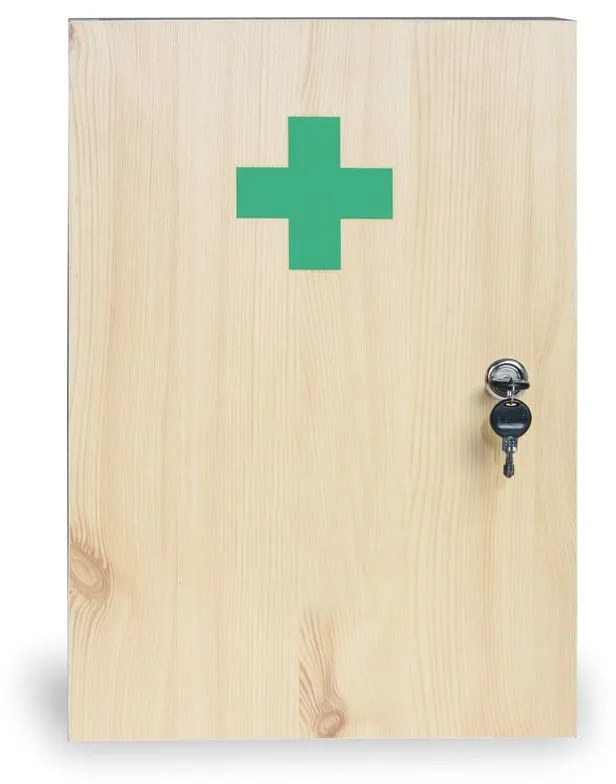 B2B Partner Dřevěná nástěnná lékárnička, 43x30x14 cm, smrk, DIN 13157
