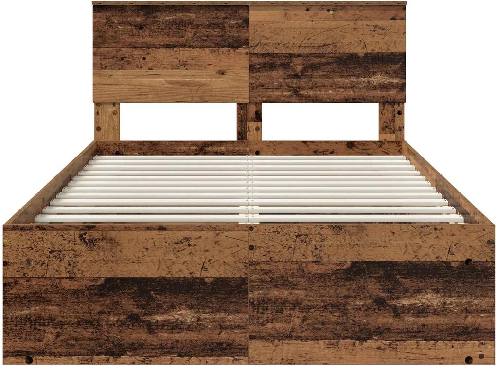Rám postele s čelo Staré dřevo 135 x 190 cm Kompozitní dřevo 3407893