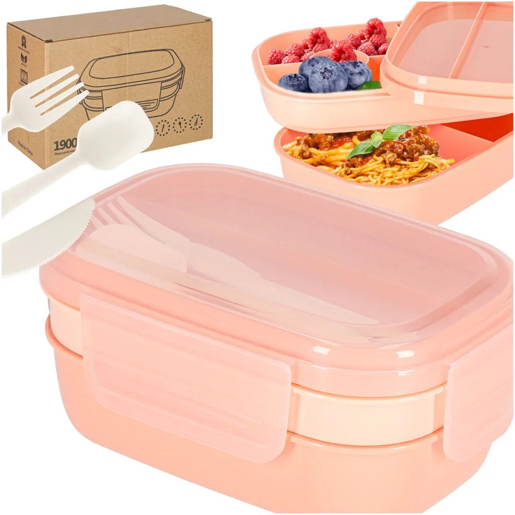 Creative Corner Snídaňový box s přihrádkami rozdělený 1900ml meruňka