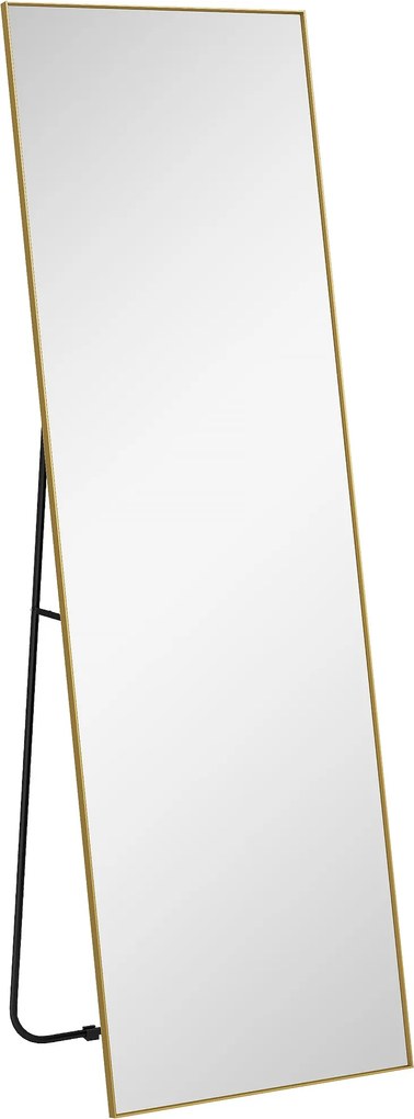 HOMCOM Velké obdélníkové zrcadlo ve full-length provedení, 50 x 160 cm - stojací, na stěnu nebo opřené o zeď - do ložnice, obývacího pokoje a šatny, z