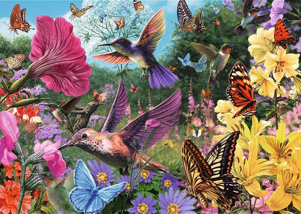 TREFL PUZZLE PREMIUM Čas na čaj Zahrada kolibříků 68x48cm 1000 dílků tr10806
