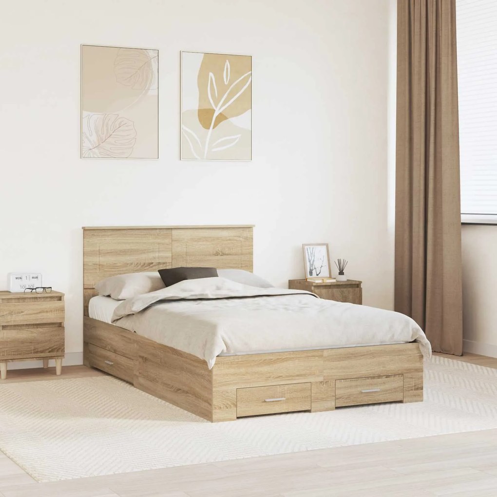 Rám postele s čelo Sonoma dub 135 x 190 cm Kompozitní dřevo 3408274