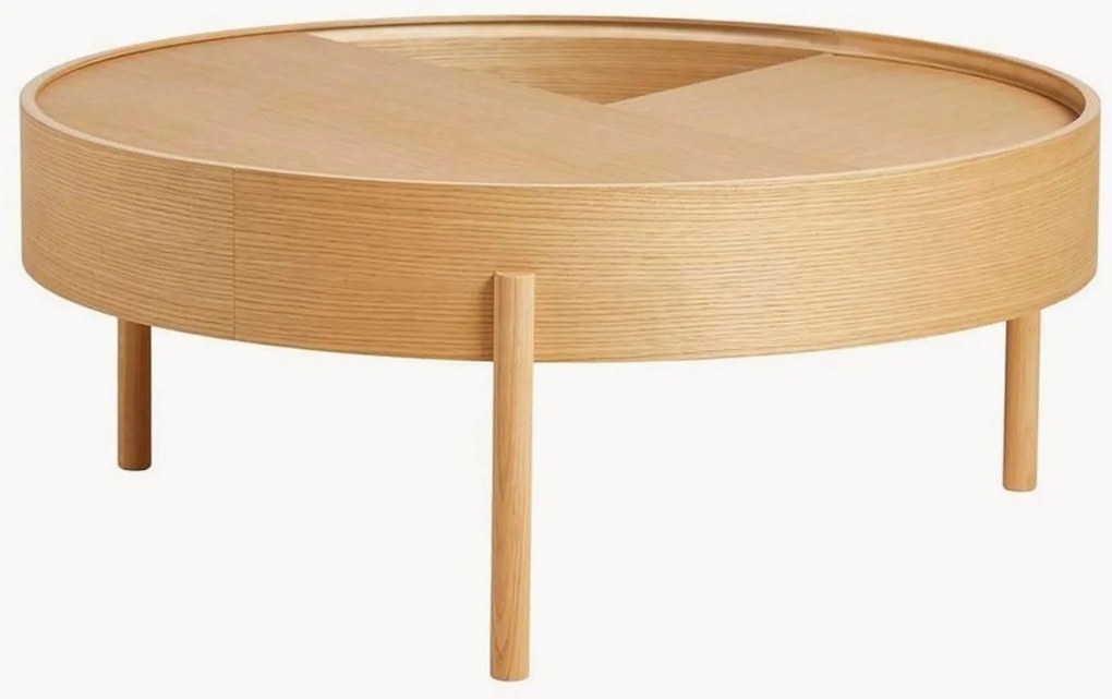 Kulatý dřevěný konferenční stolek's úložným prostorem Arc