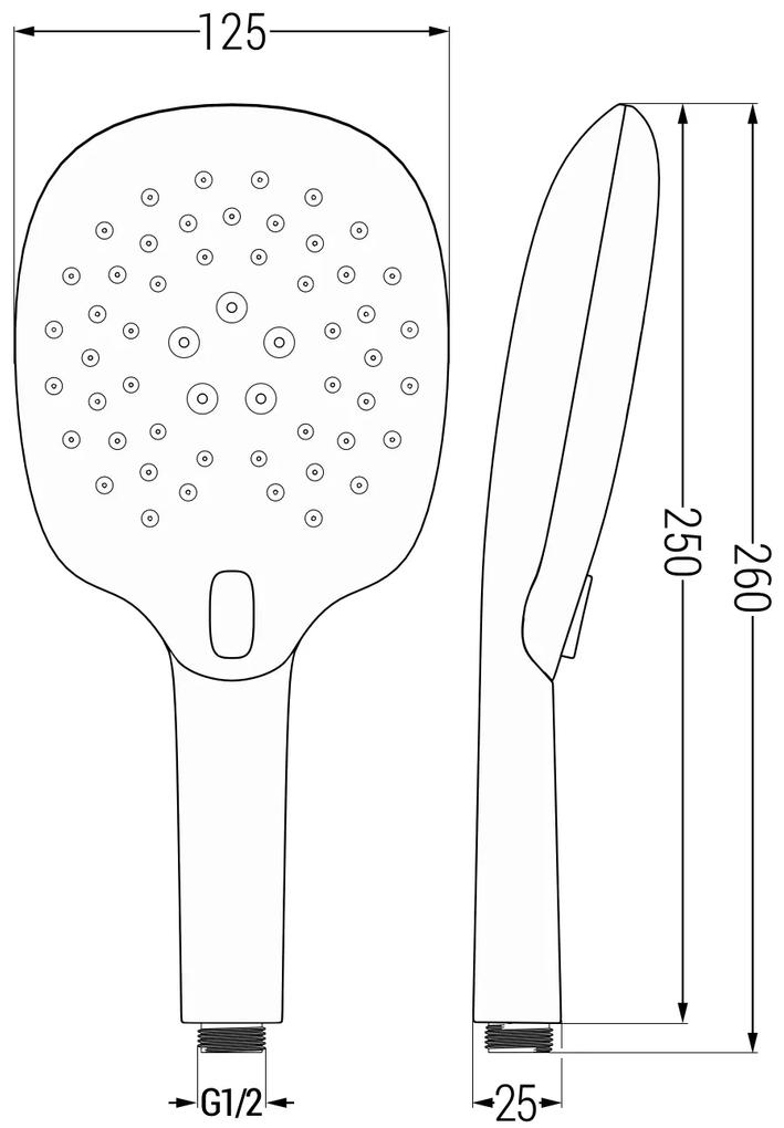 Mexen příslušenství - hlavice ruční sprchy Oval R-22, 3-funkce, černá, 79522-70