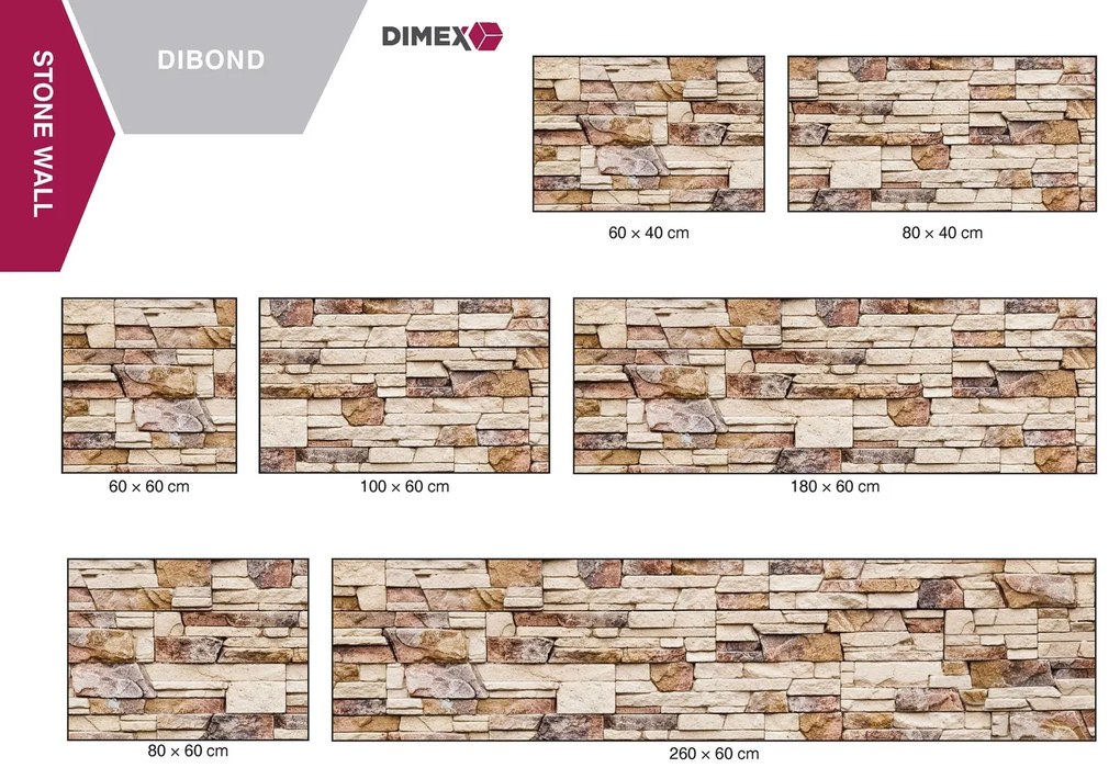 DIMEX | Dibond za kuchyňskou linku DBW-06040-088 | 60 x 40 cm | Kamenná zeď